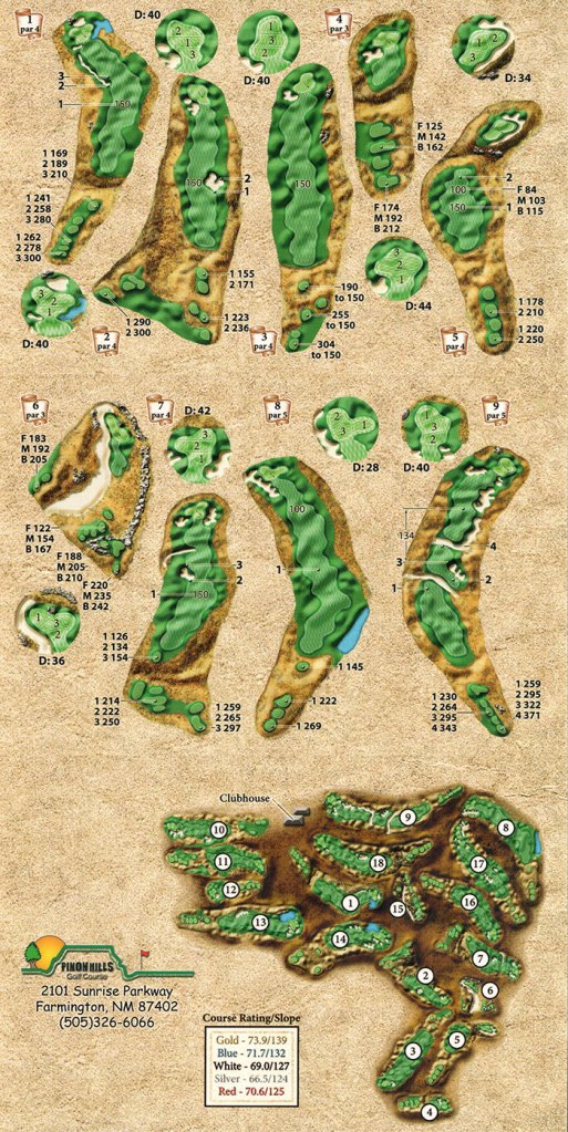 Scorecard/Yardage Card - Pinon Hills Golf Course